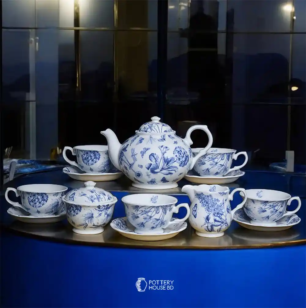 Botanic Blue15 Pcs Tea Set | Pottery House BD