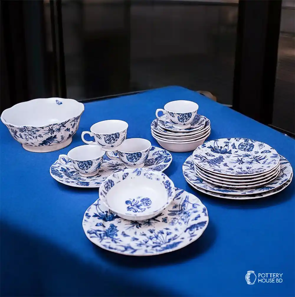 Botanic Blue 32Pcs Dinner Set | Pottery House BD