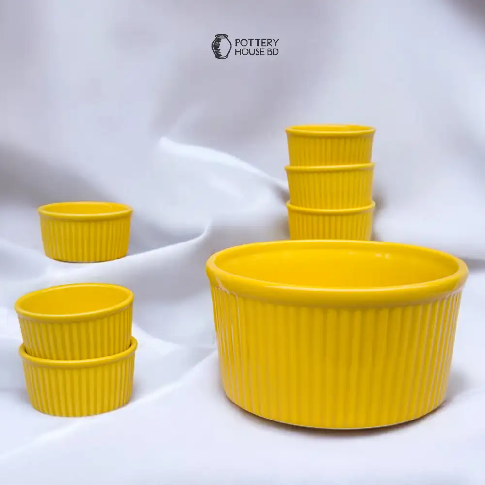 Custard 7 Pcs Yellow Set | Pottery House BD