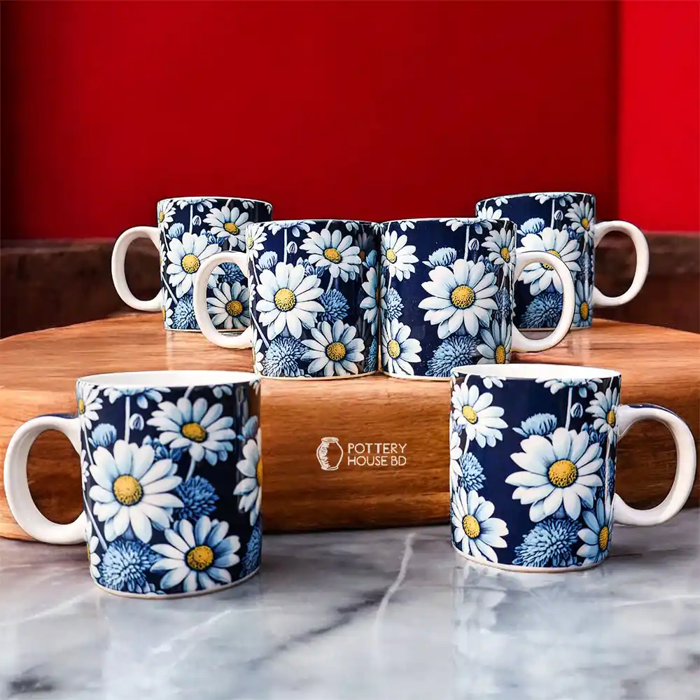 Floral Mug 6 Pcs Set | Pottery House BD