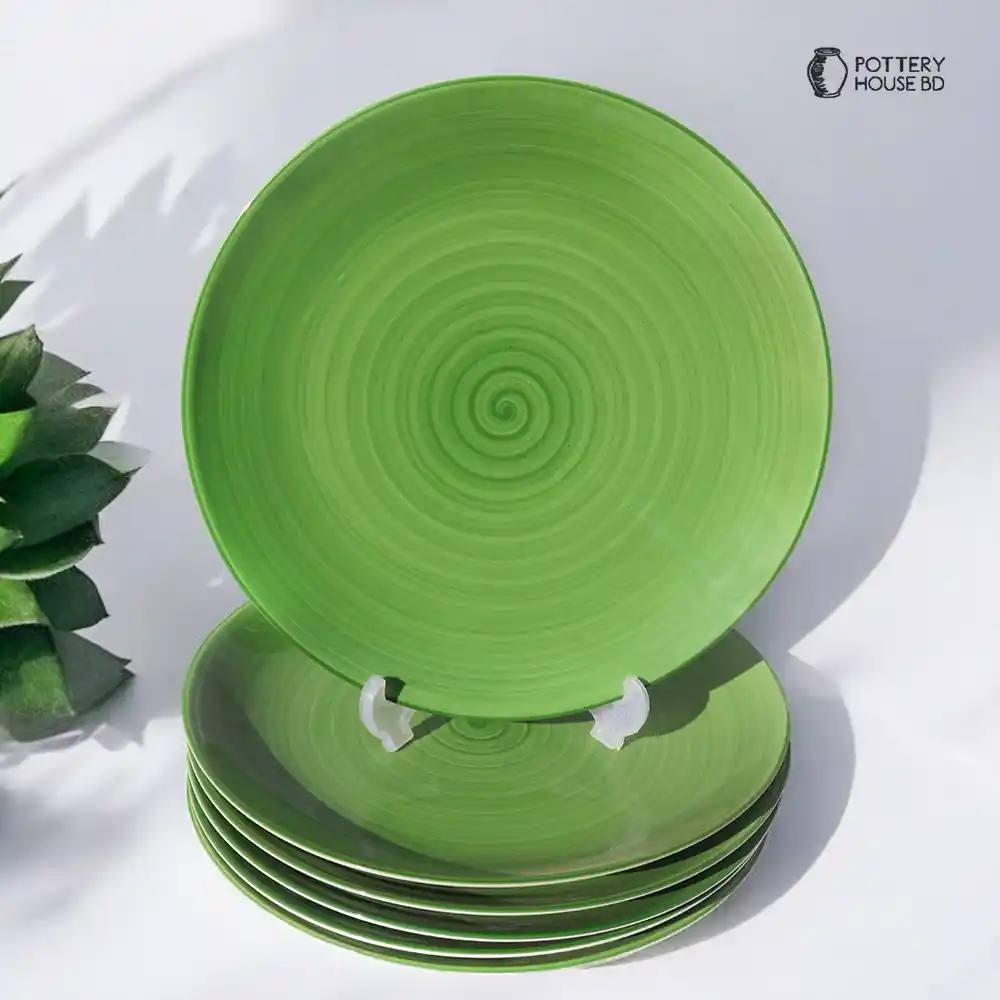 Green Dinner Plate Set & Half Plate Set | Pottery House BD