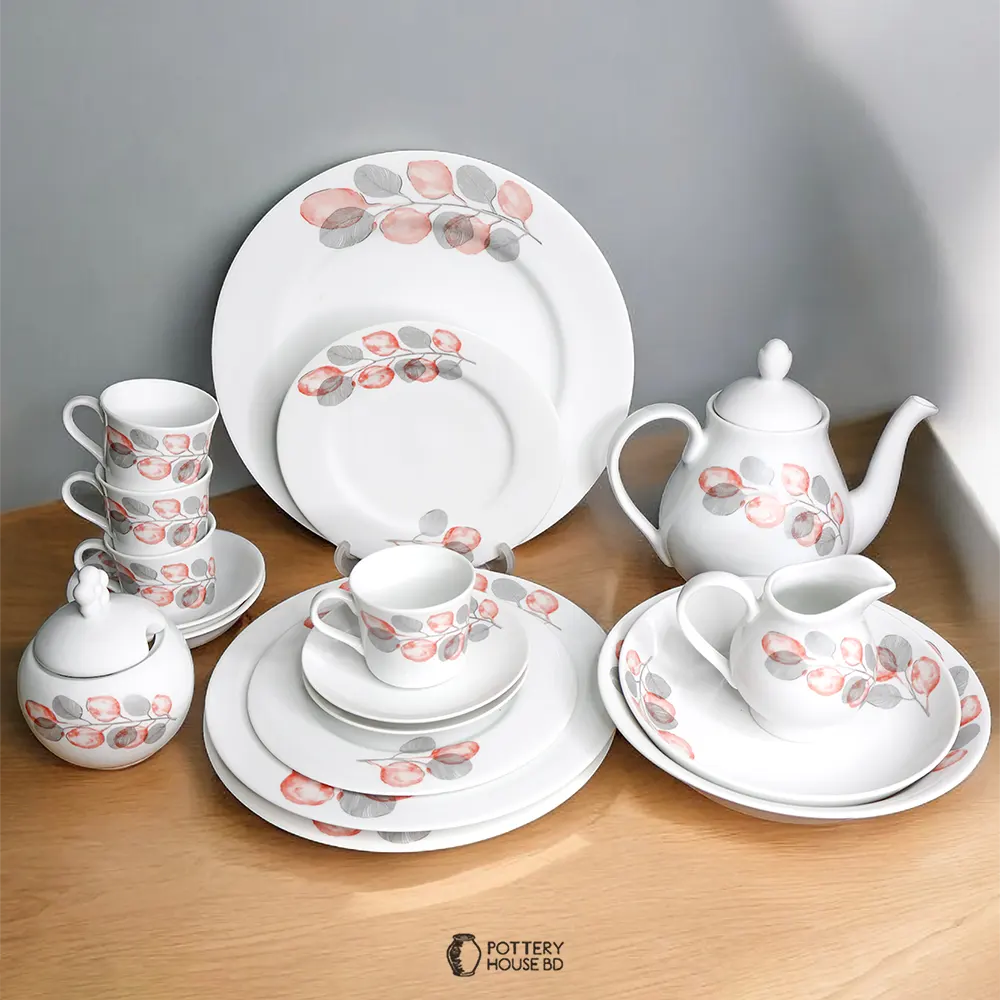 Serene Leaf 36 Pcs Dinner Set | Pottery House BD